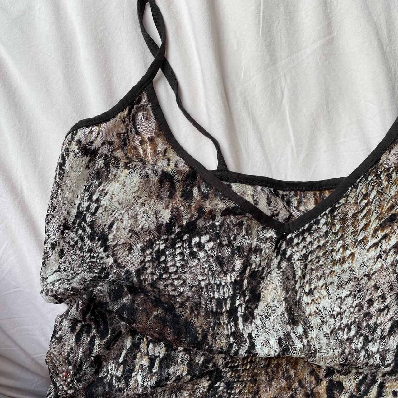 Cute early 2000’s leopard mesh cami top. Mesh/lace... - Depop