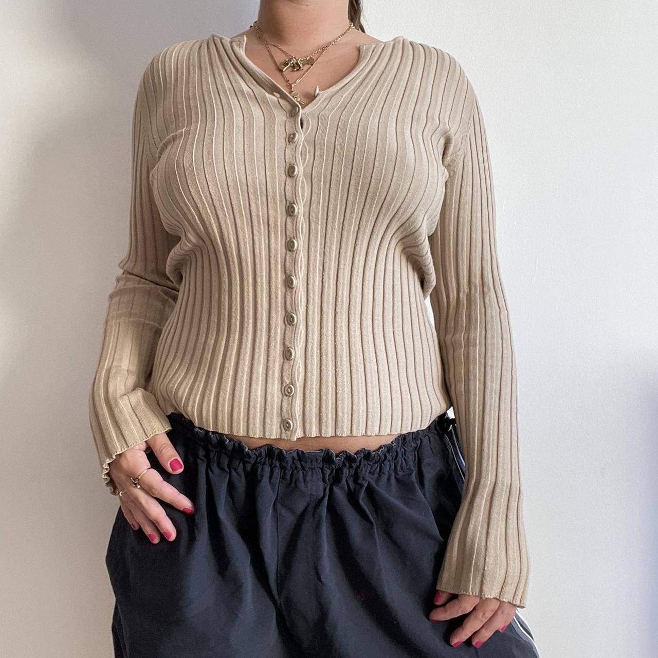 Principles Women's Tan and Cream Cardigan | Depop