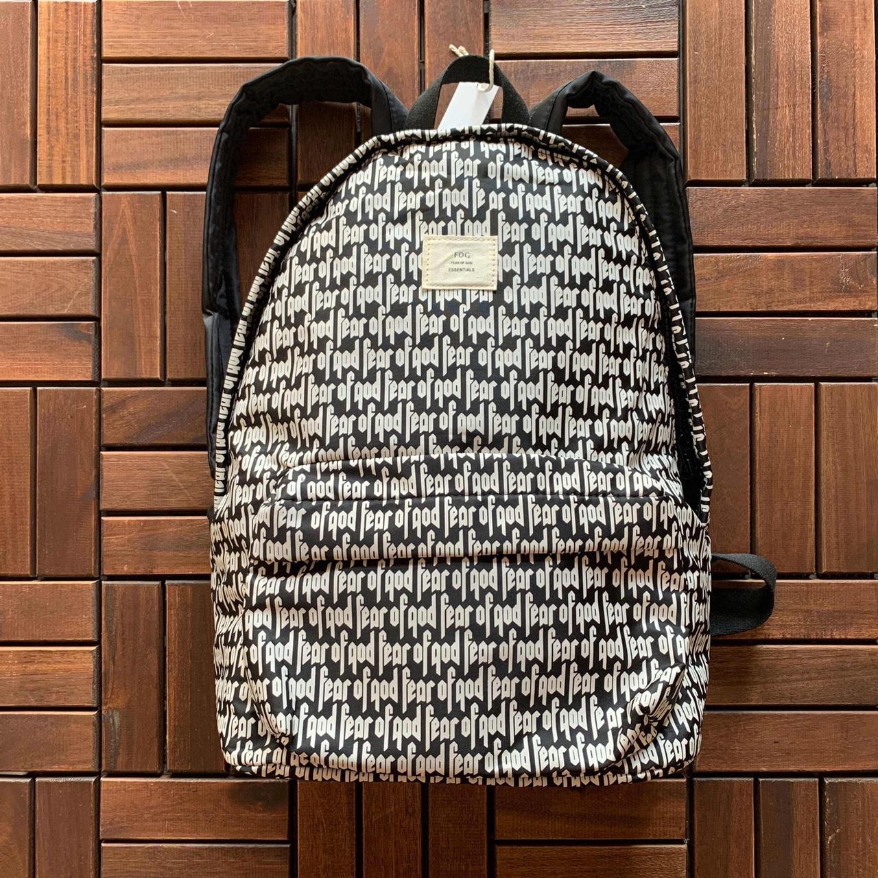 FOG Fear of God All over print backpack White / black - Depop