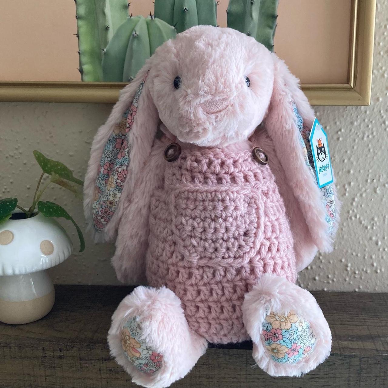 Pink Crochet Overalls for Medium Jellycat Overalls... - Depop