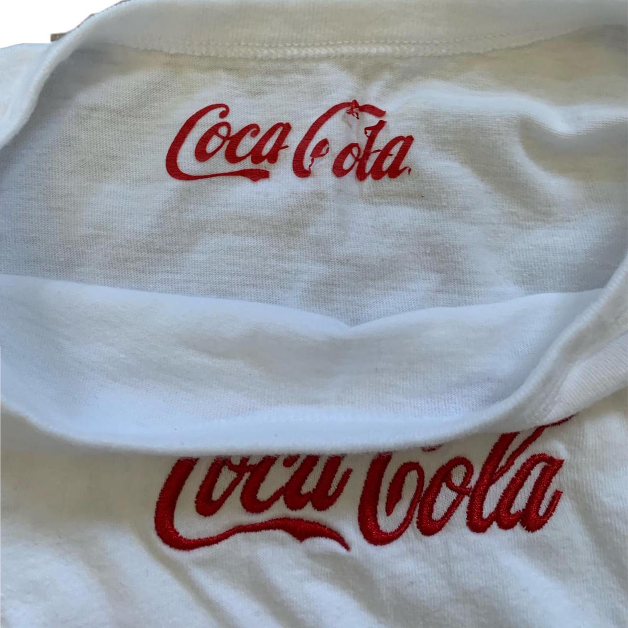 Coca-Cola Women's White and Red Crop-top | Depop