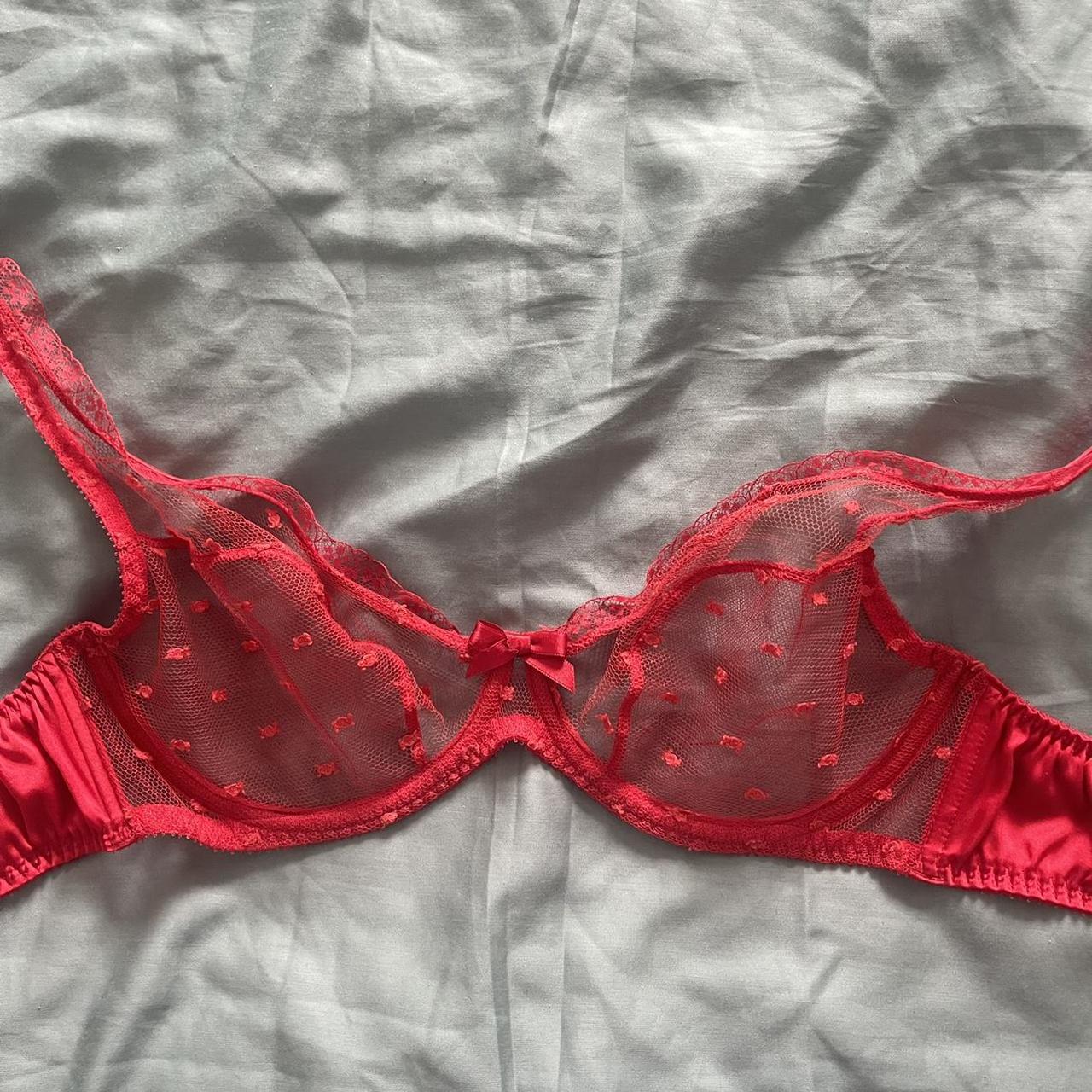 agent provocateur red lace bra, only worn a few... - Depop