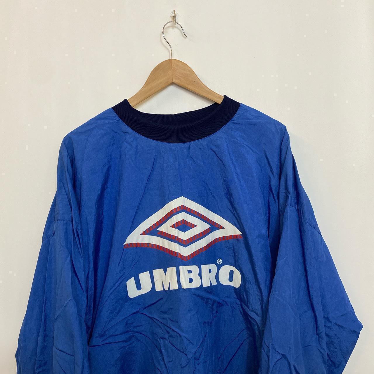 90’s Umbro Blue Printed Pullover Shell suit Training... - Depop