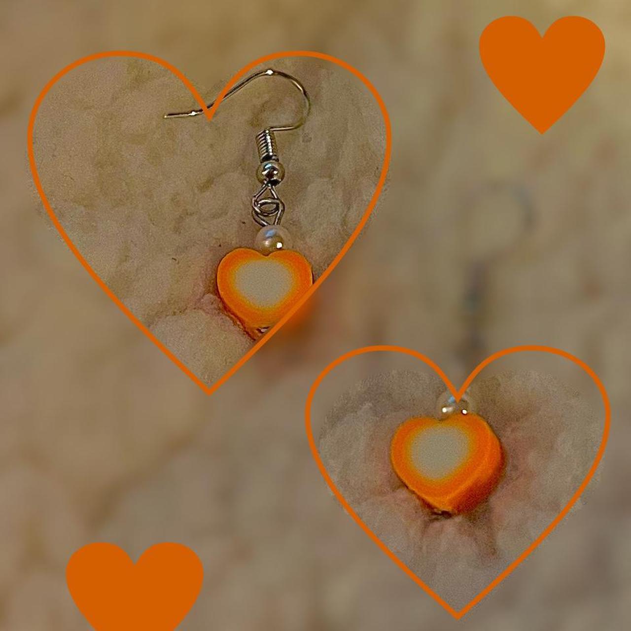 Indie Aesthetic Orange Heart Earrings USA Shipping... - Depop