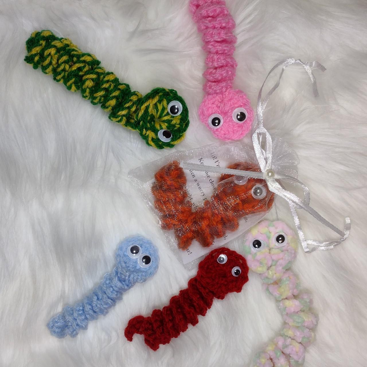 Cute Crochet Handmade Worry Worm, Pocket Hug Gift,... - Depop