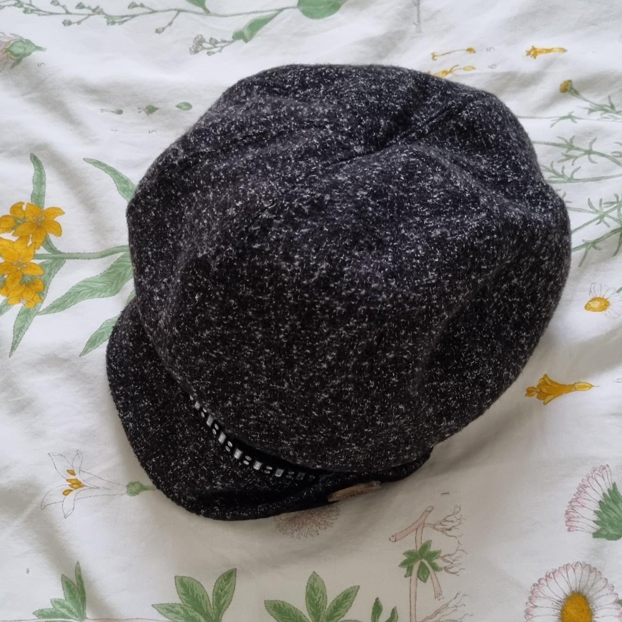 Y2K pageboy cap. Black with white embroidery dots.... - Depop