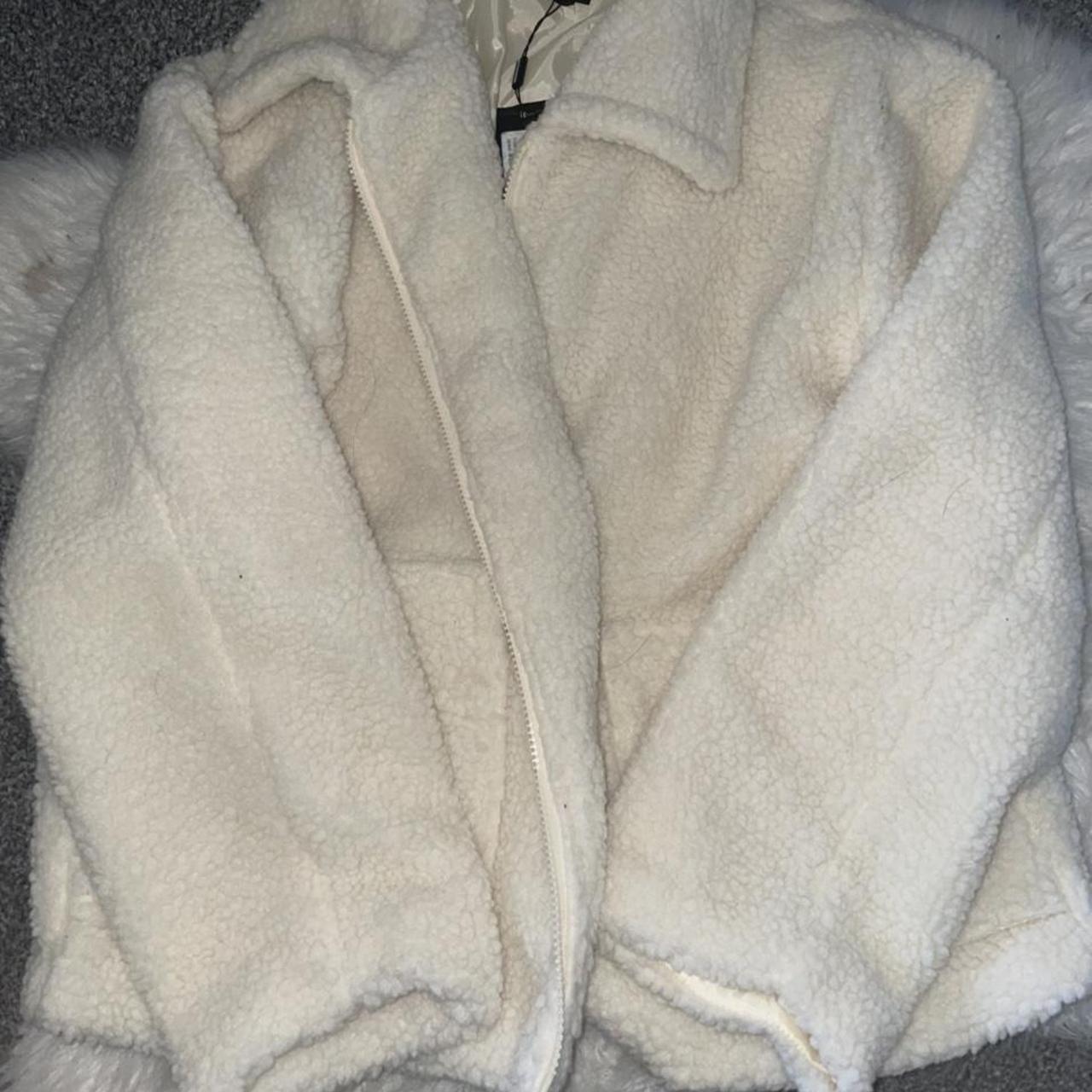 White fluffy jacket plt Still has tags #plt... - Depop