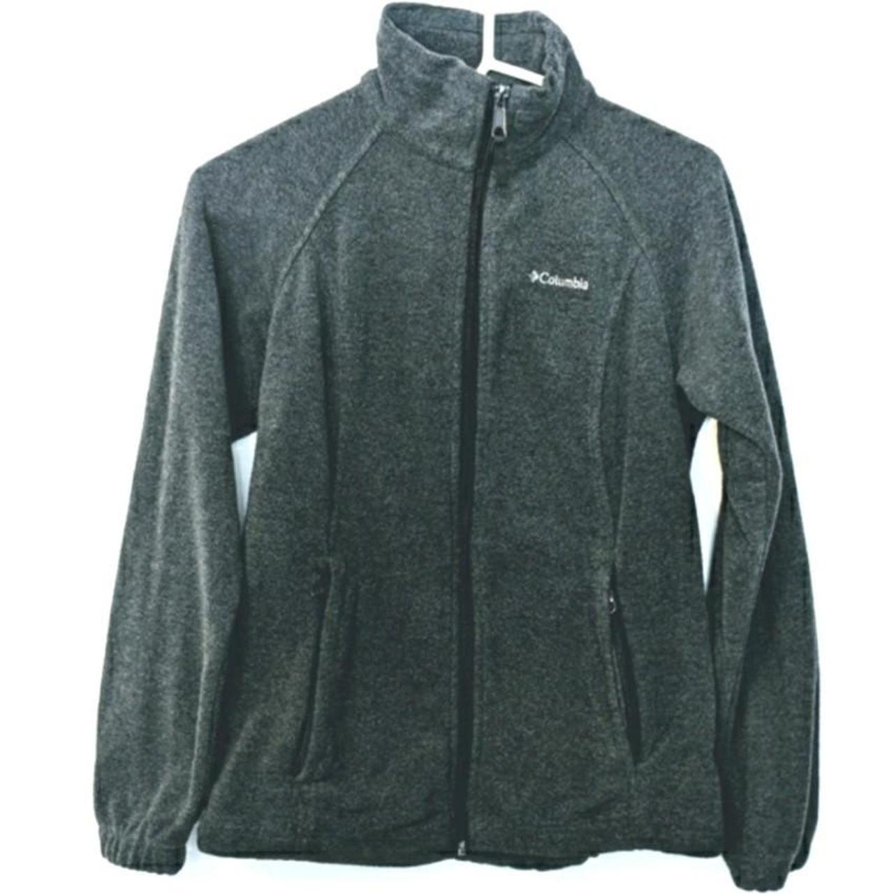 Columbia Fleece Jacket • dark gray • elastic... - Depop