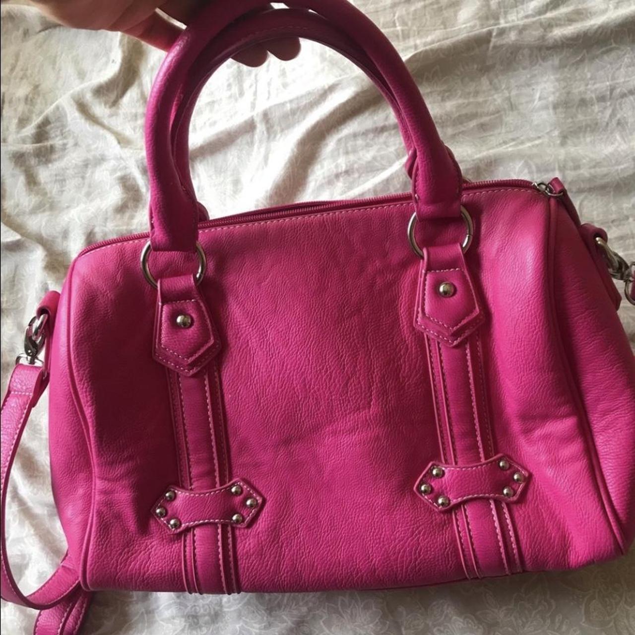 Initials Inc| Bright Pink Leather Bag -Bright blue... - Depop
