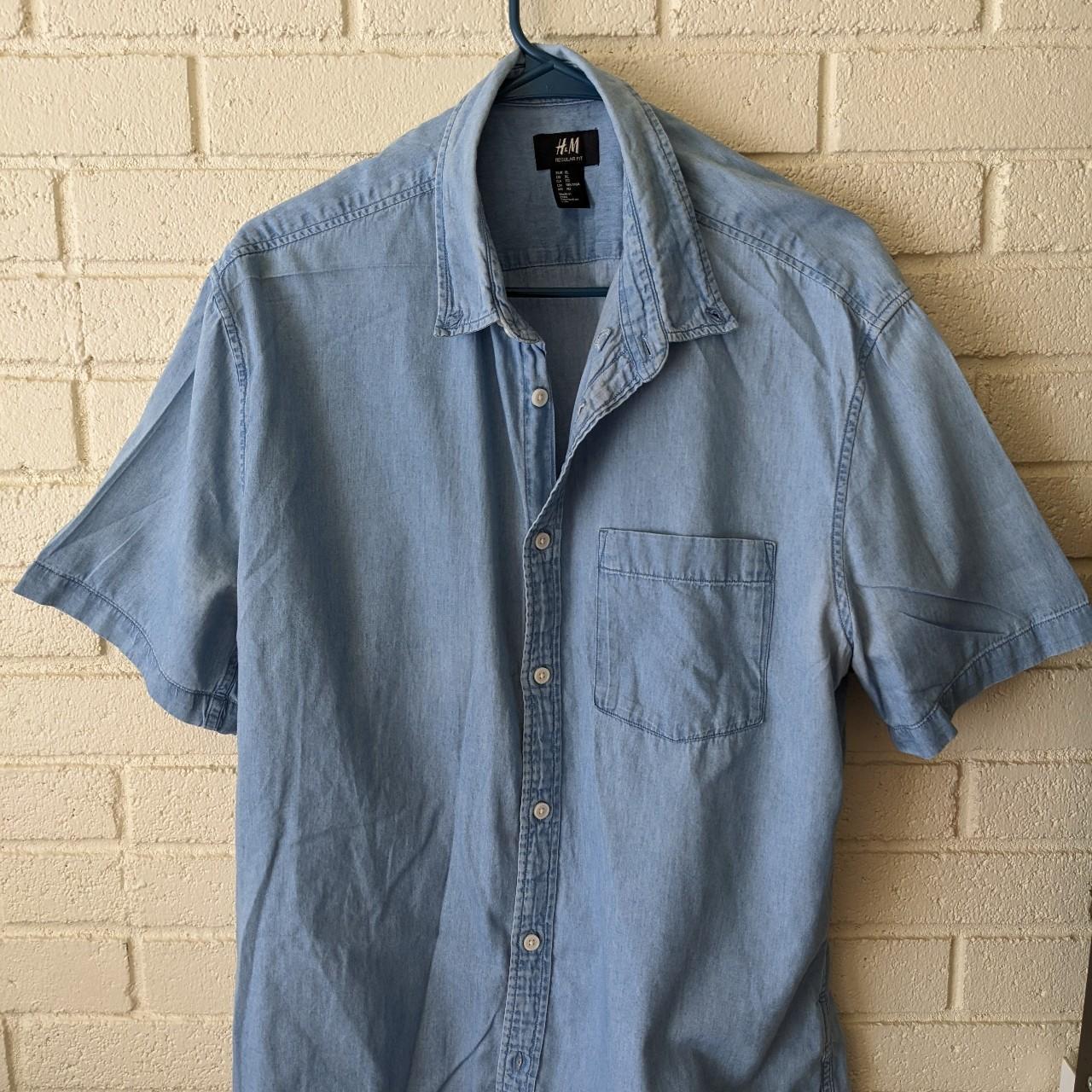 Short sleeve light blue button up shirt for men Size... - Depop