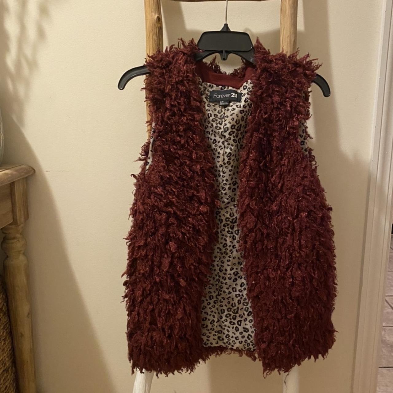 Funky ruby red shaggy vest! Size: small #small... - Depop