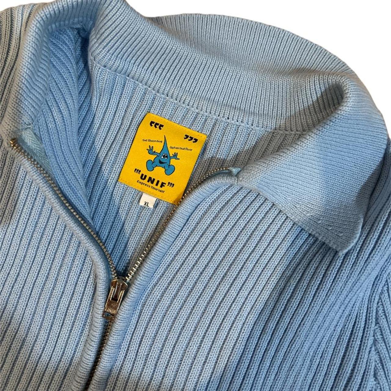 UNIF baby blue zip up sweater basically brand new... - Depop