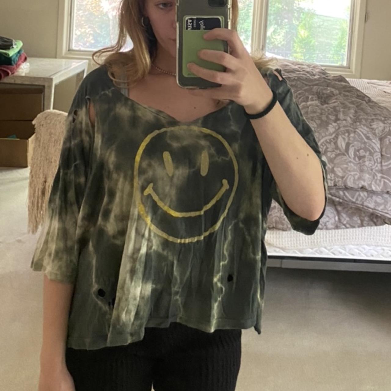 Chaser tie dye simile face oversized T-shirt Size... - Depop