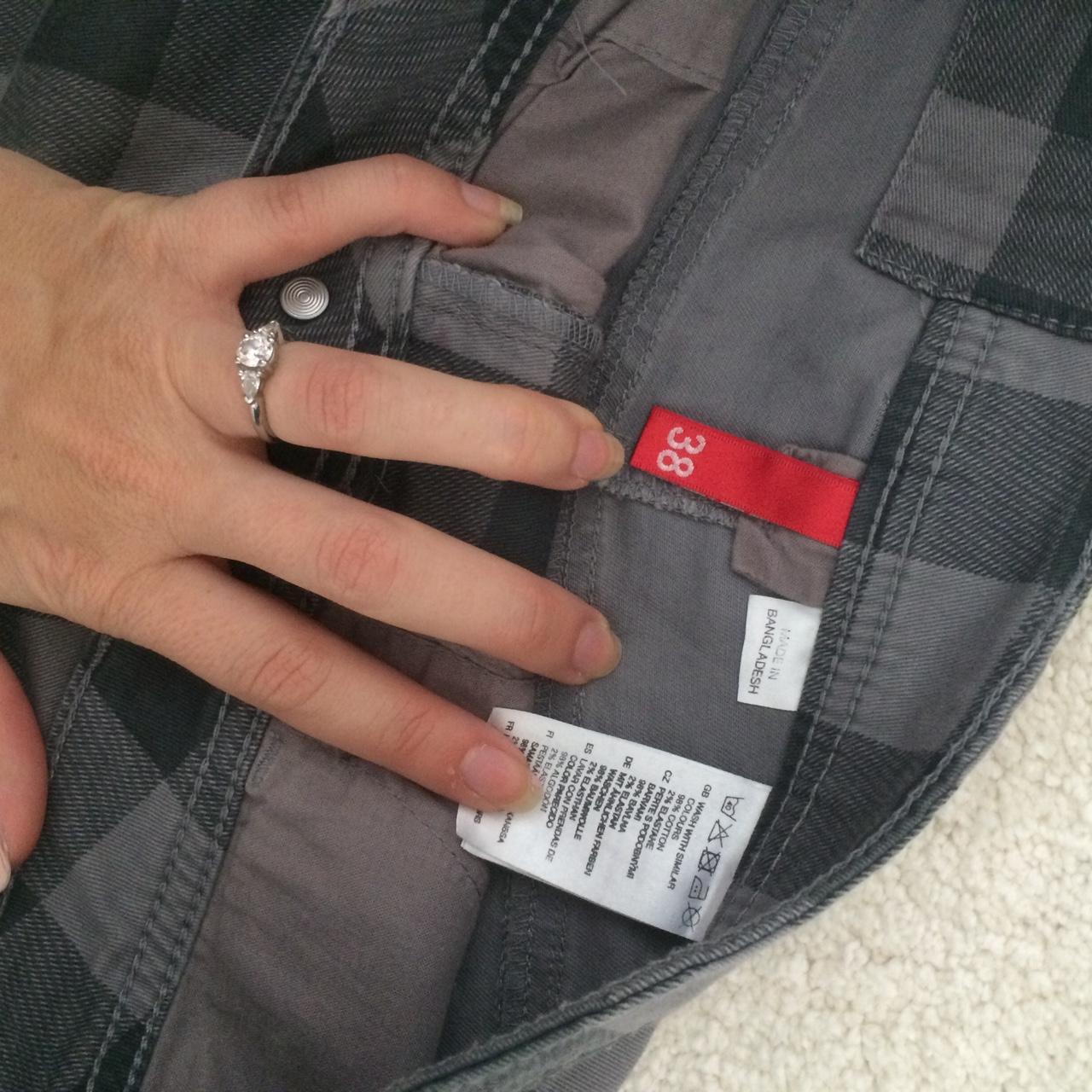 H&m check denim mini skirt size 12 never worn. #h&m... - Depop