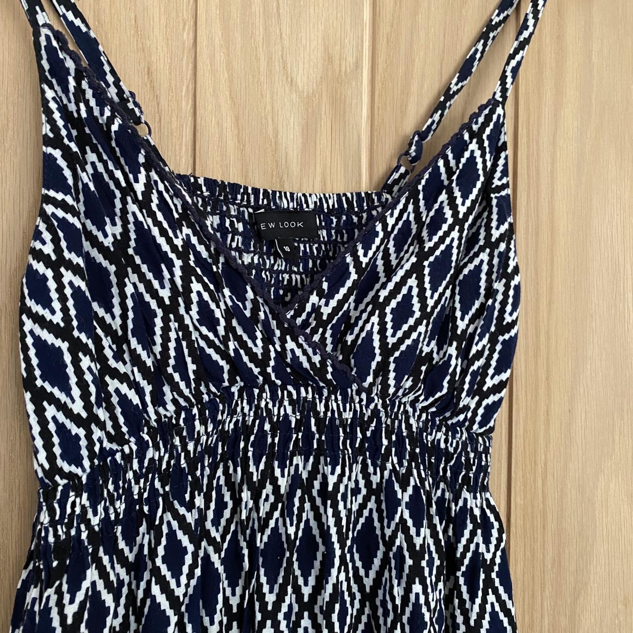 New look navy and white summer dress. Size 10... - Depop
