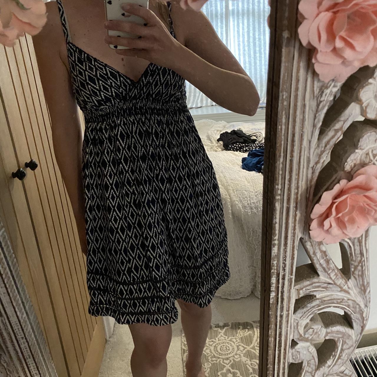 New look navy and white summer dress. Size 10... - Depop