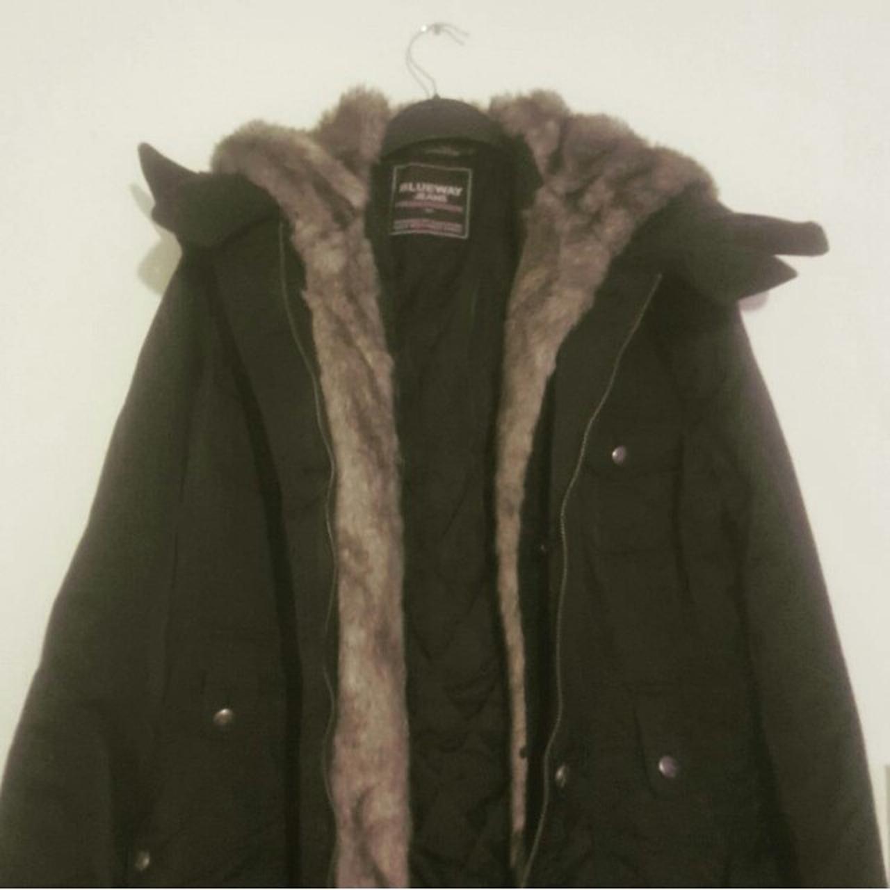 black womens coat with detachable faux fur lining... - Depop