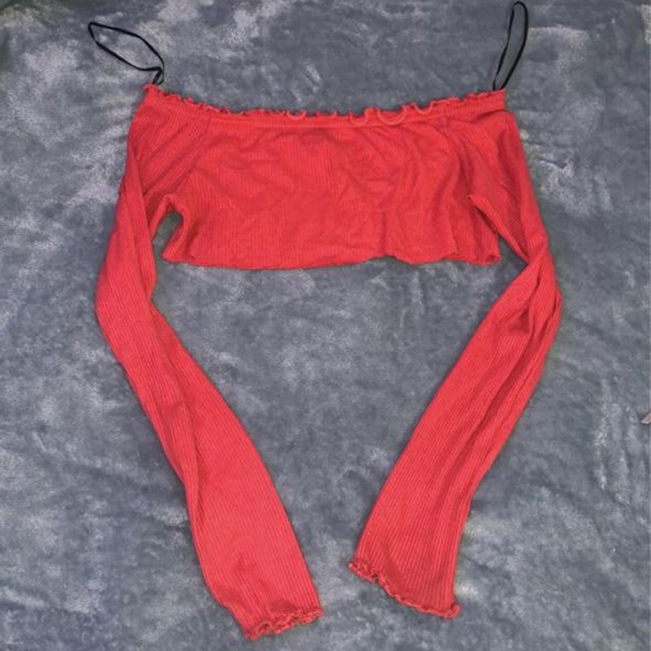 Handm Cut Crop Top Red Off The Shoulder Good Depop
