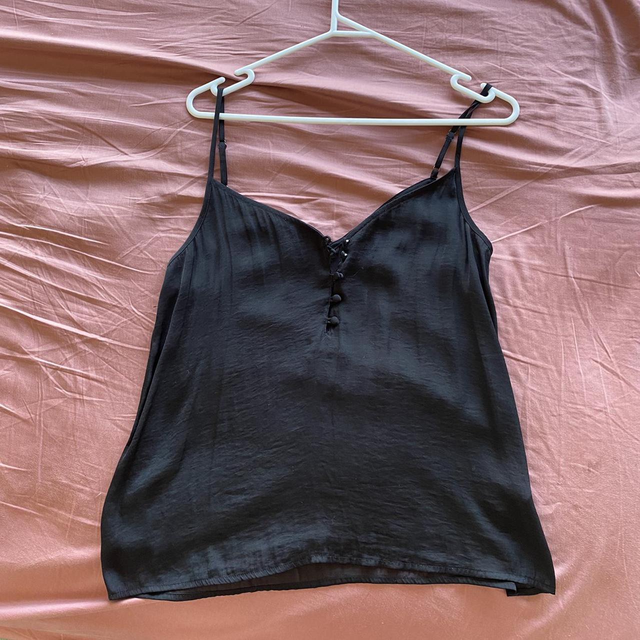 Sportsgirl black satin singlet top Size 8 $10... - Depop