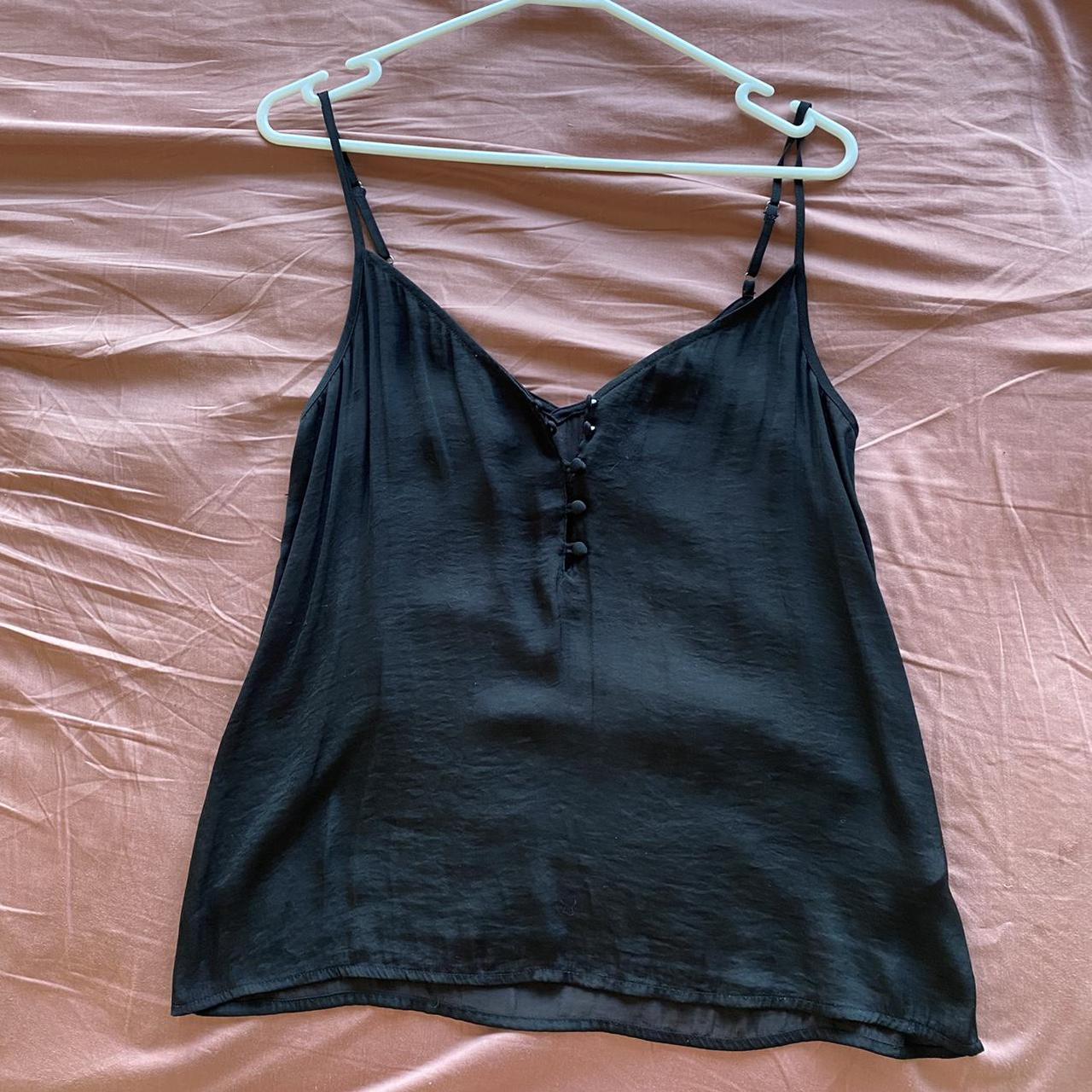 Sportsgirl black satin singlet top Size 8 $10... - Depop