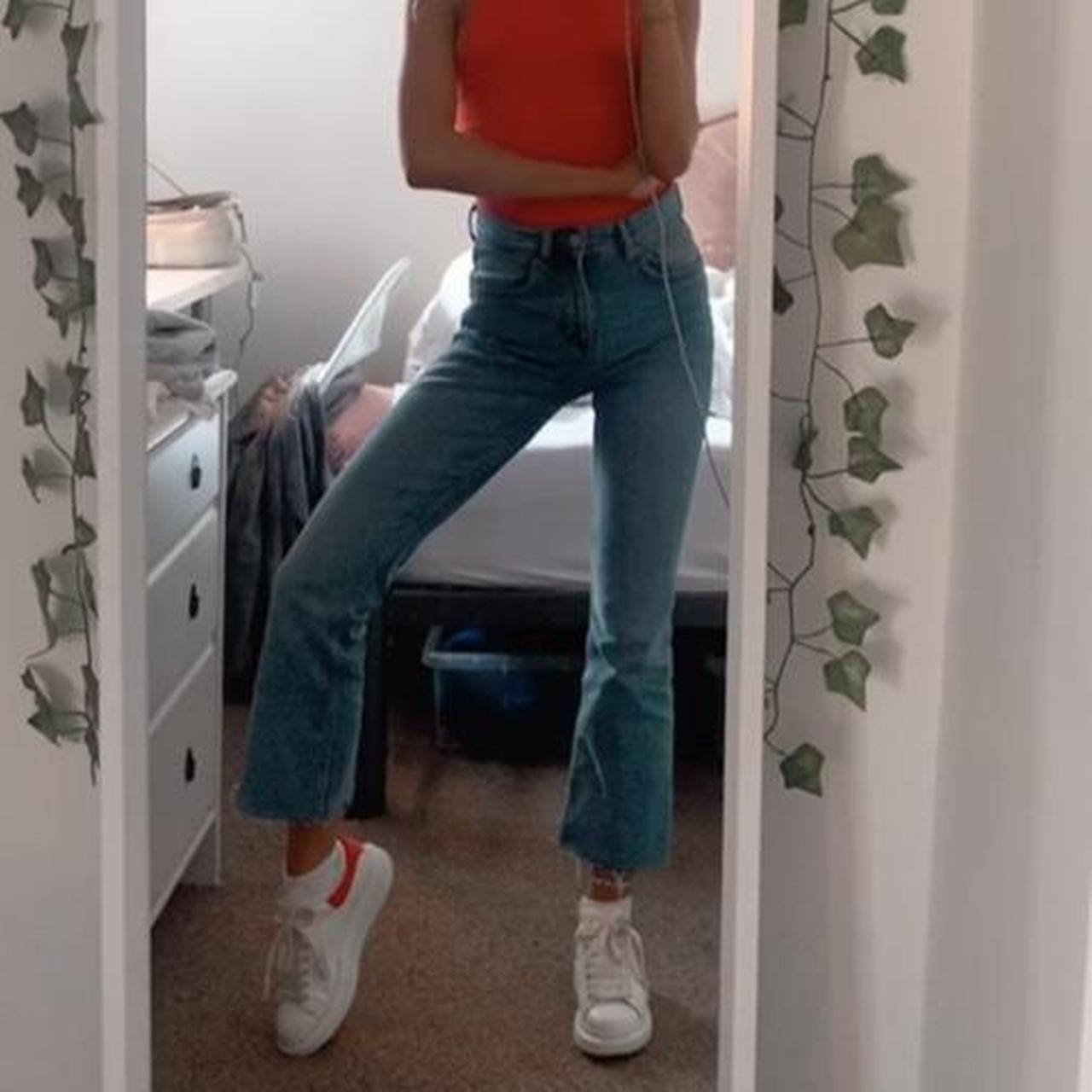 Cool flared zara jeans. Hardly worn. UK size 4... - Depop