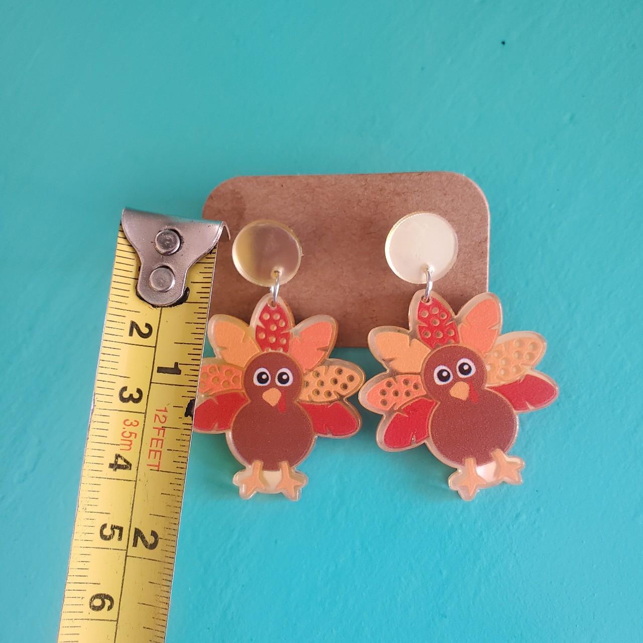 Acrylic Thanksgiving Turkey Earrings Drop Dangle... - Depop