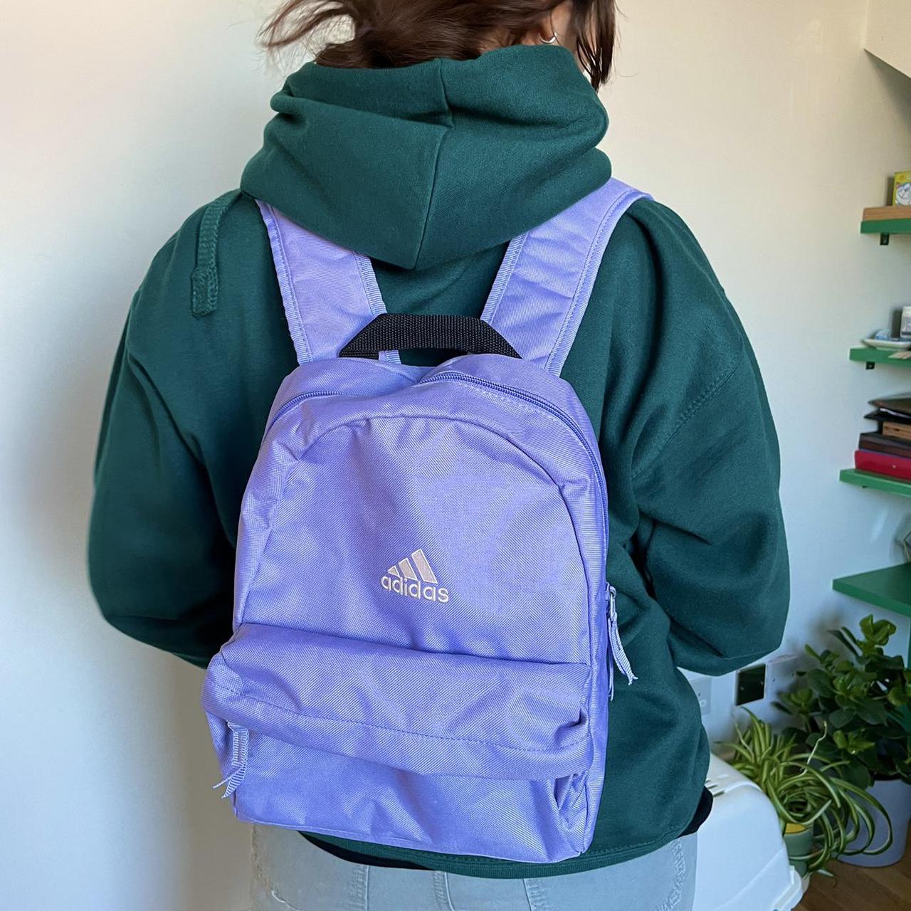 Cute old school mini Adidas backpack in purple!... - Depop