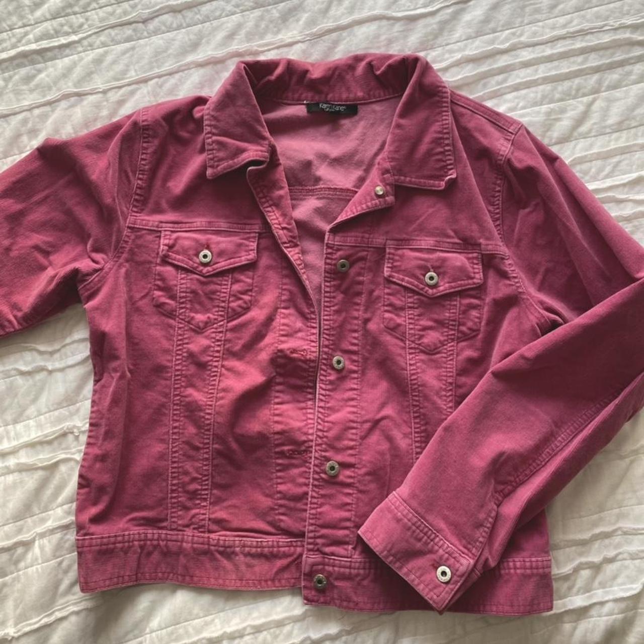 Pink Corduroy Button Up Jacket Size medium but... - Depop