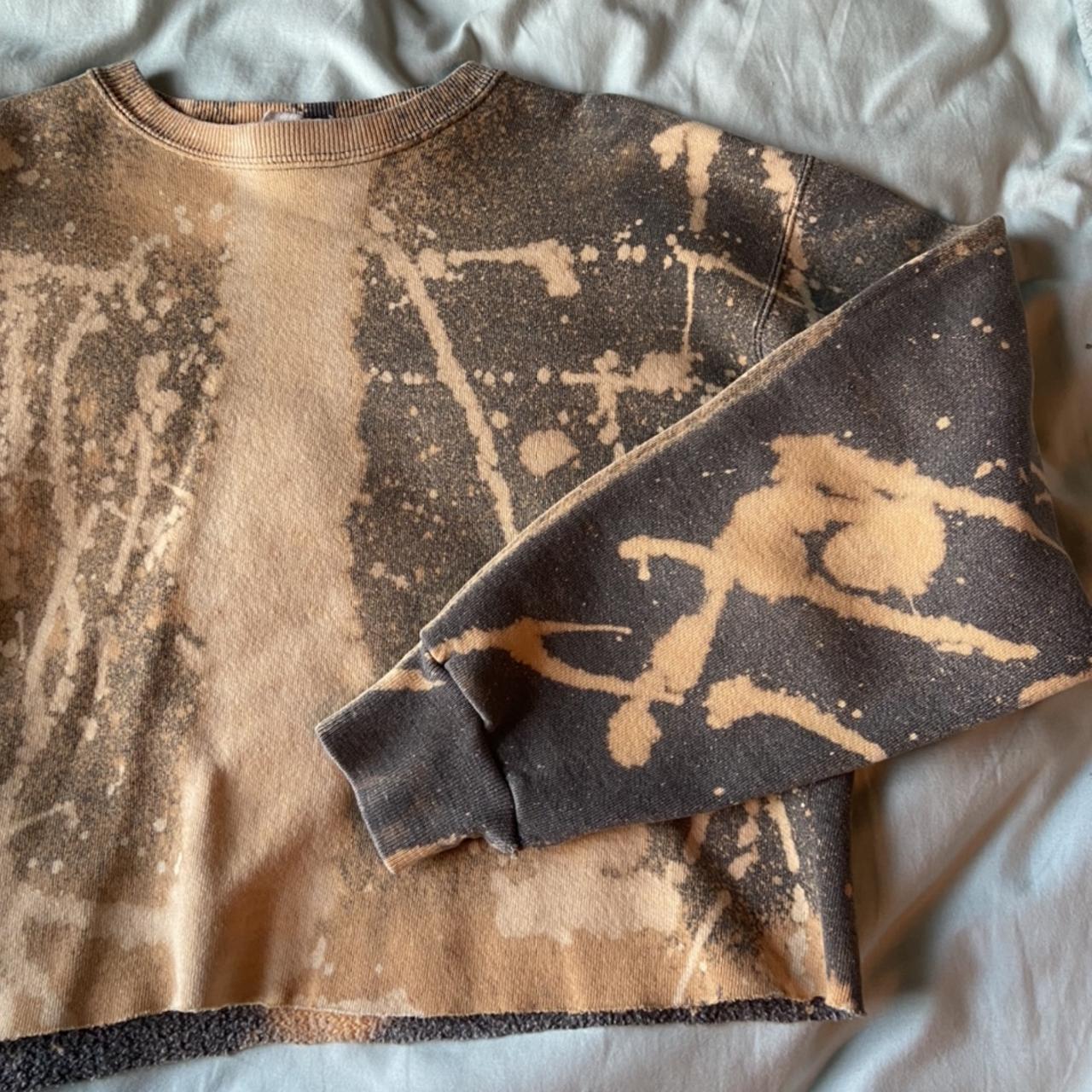 bleach dyed cropped sweatshirt cute distressed look... - Depop