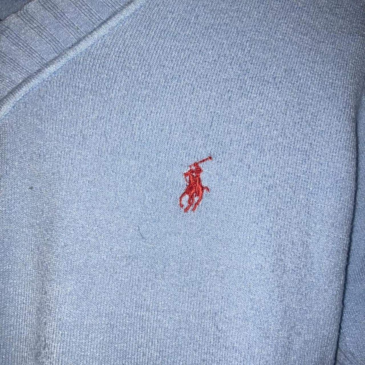 polo ralph lauren baby blue sweater ️ -v neck, super... | Depop