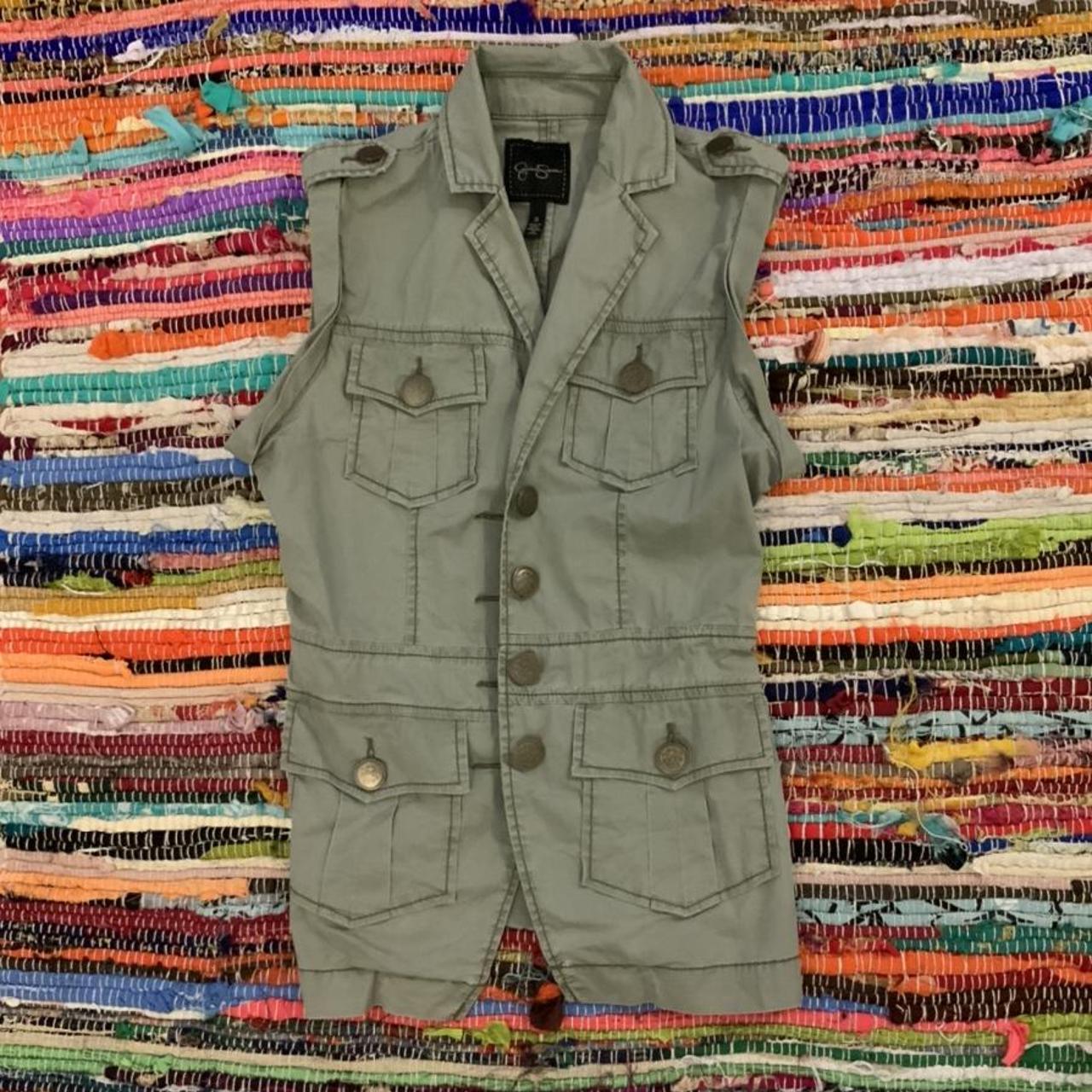 Early 2000s Jessica Simpson army green vest. Size... - Depop