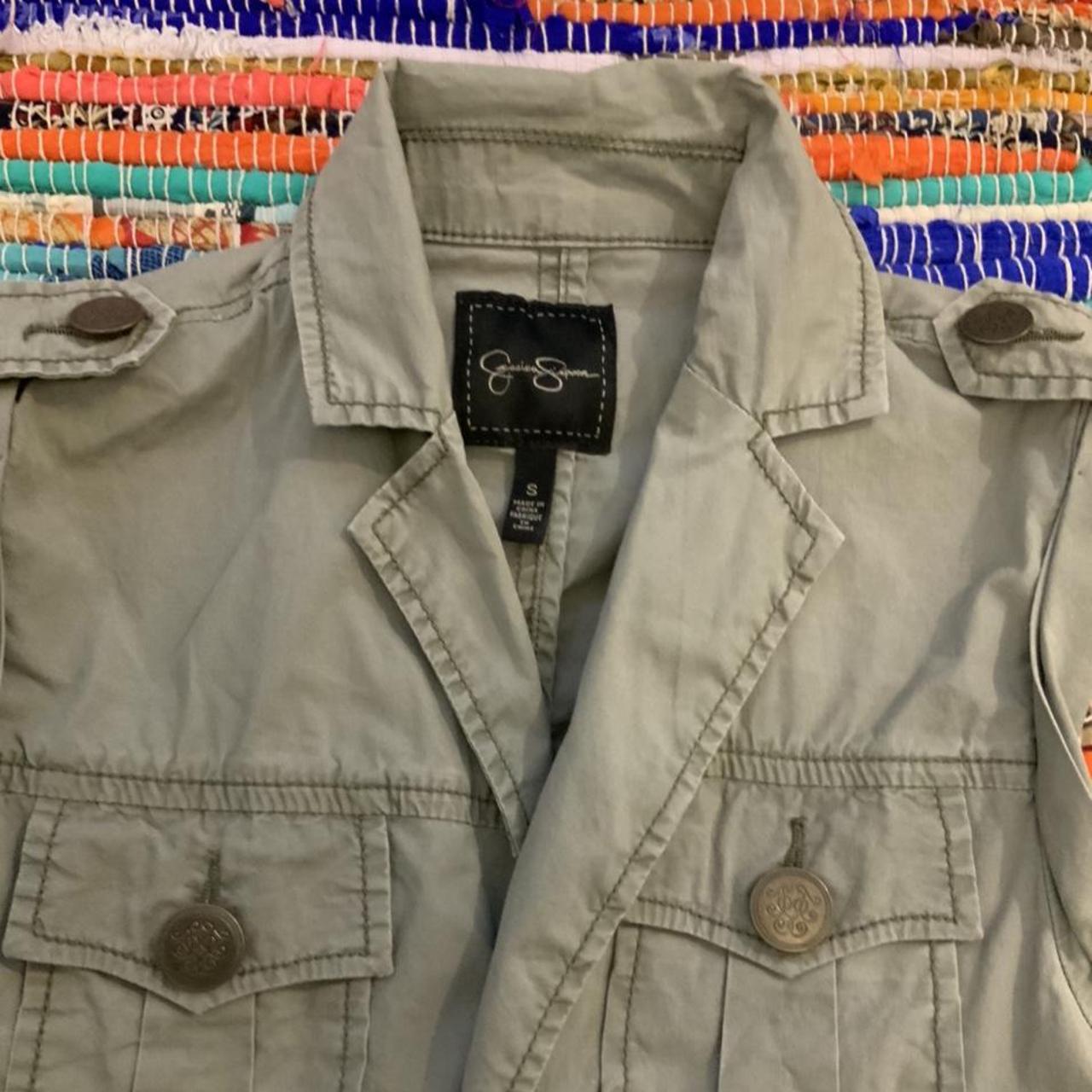 Early 2000s Jessica Simpson army green vest. Size... - Depop