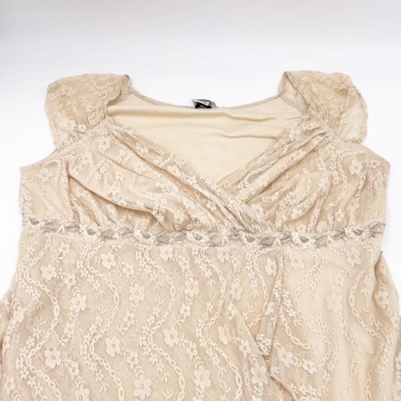Vintage Y2k Fashion Bug Lace Sequin Detail V Neck Depop