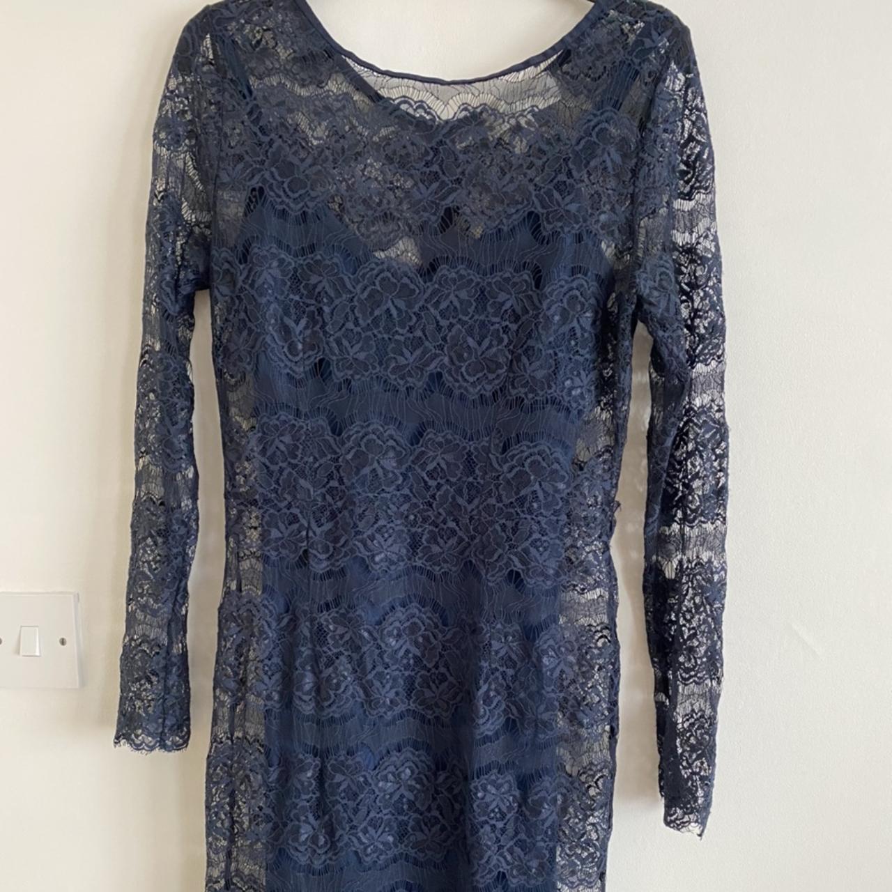 Bodyfrock Navy Blue Lace bodycon dress This dress... - Depop