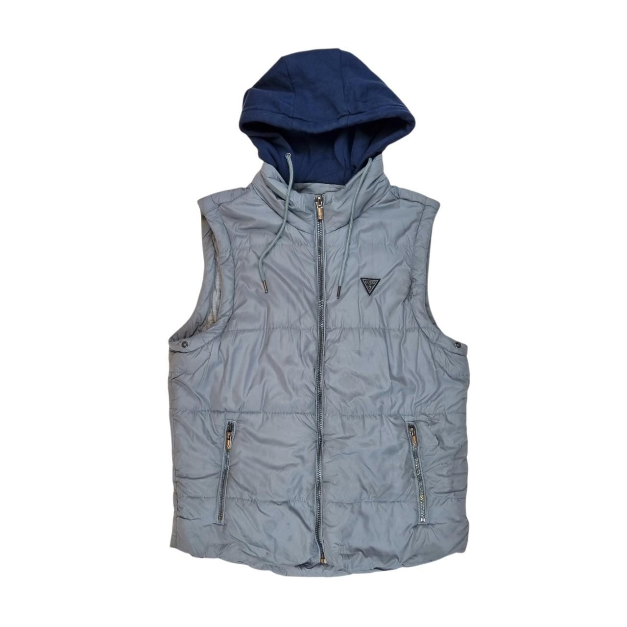 GUESS small grey hooded gilet Small grey gilet with... - Depop