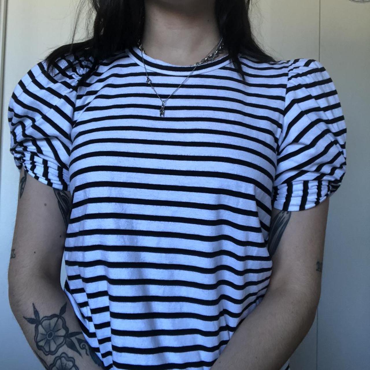 ALC puff sleeve Kati t-shirt. Black and white... - Depop