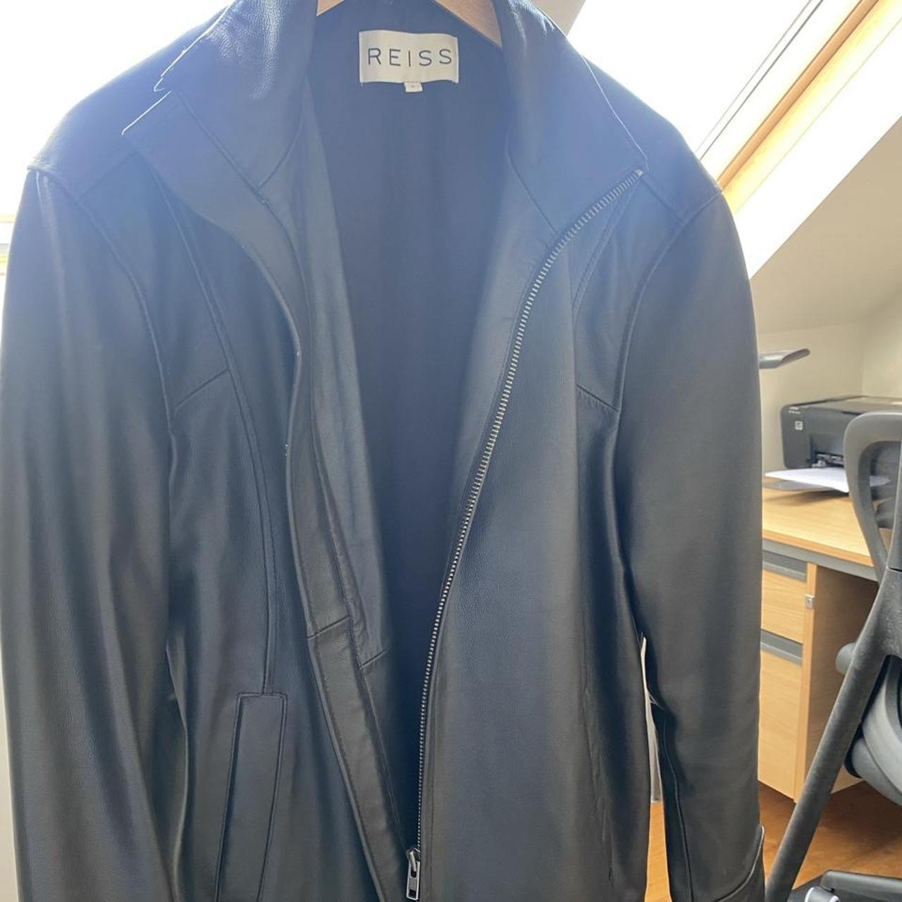 reiss leather jacket mens vintage - Depop