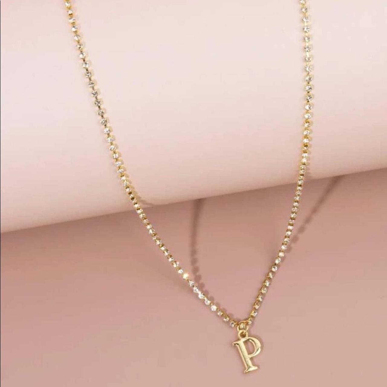 Letter “P” Rhinestone Pendant Necklace Material:... - Depop