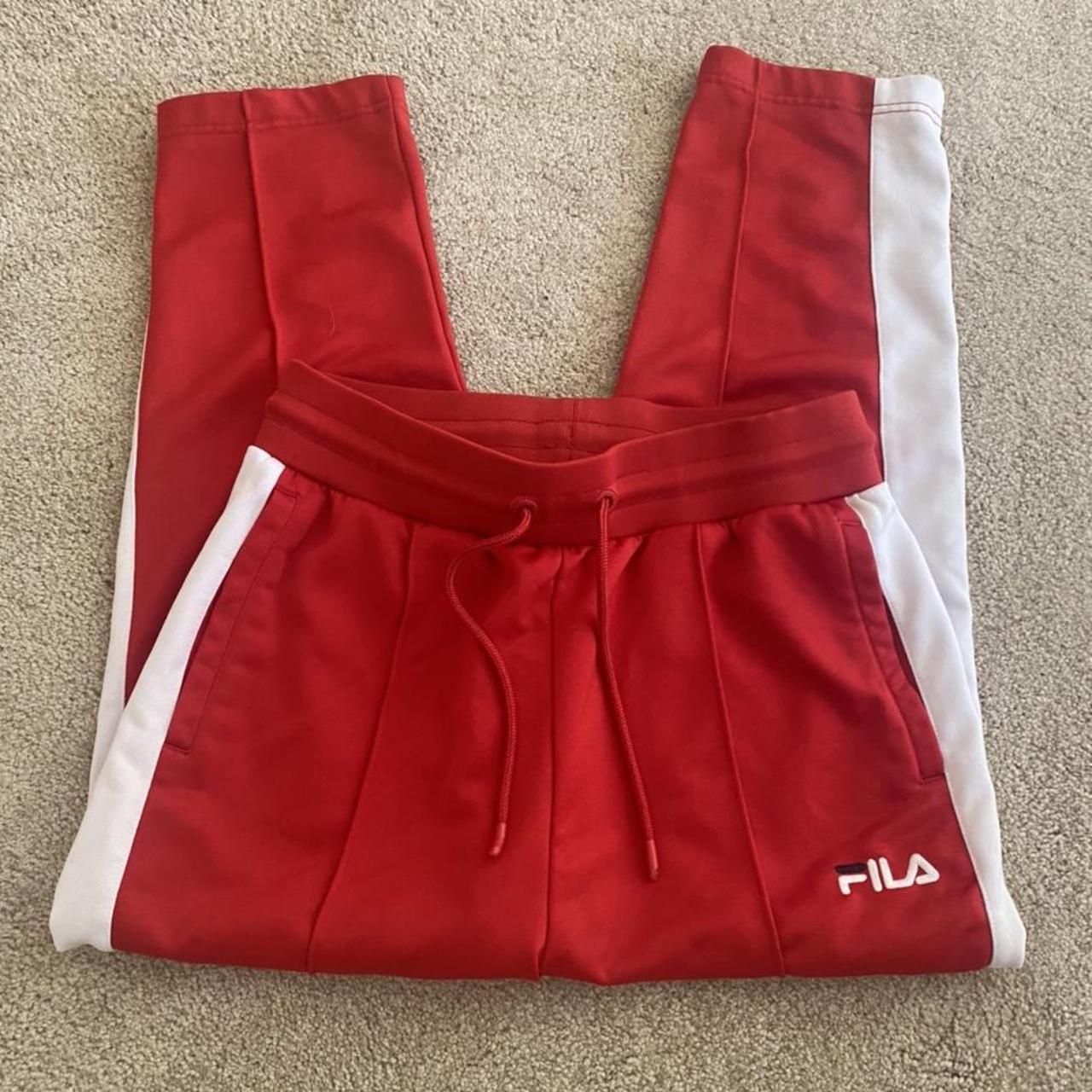 Fila Women's Red and White Trousers | Depop