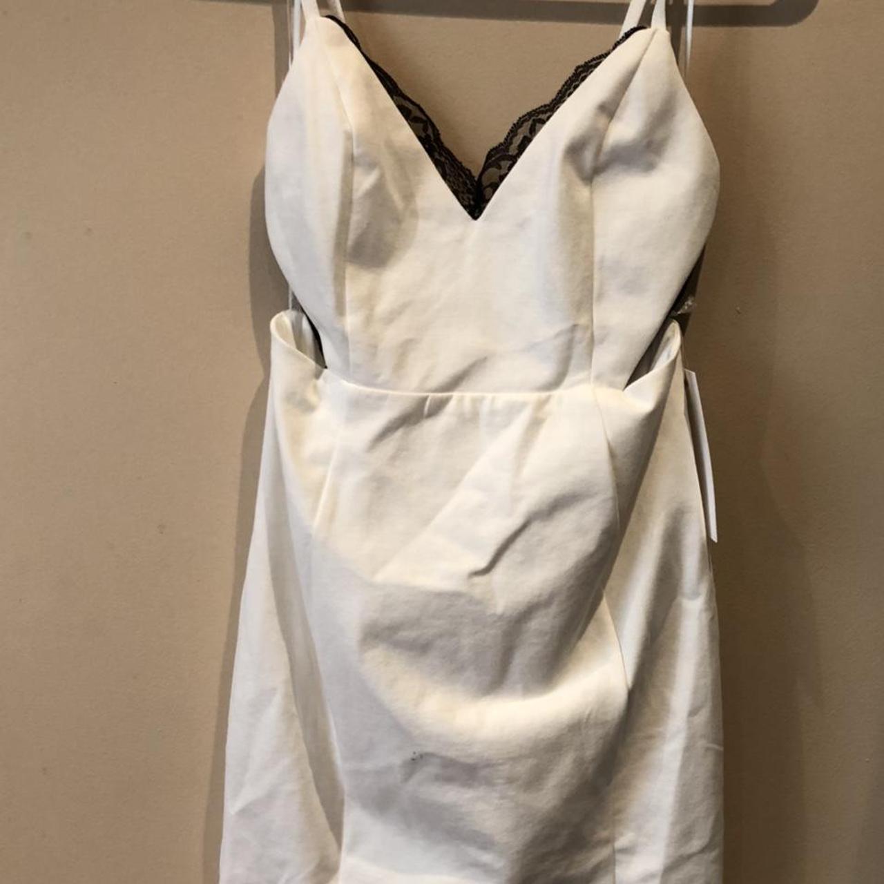 LUSH Clothing Women's White and Black Dress | Depop