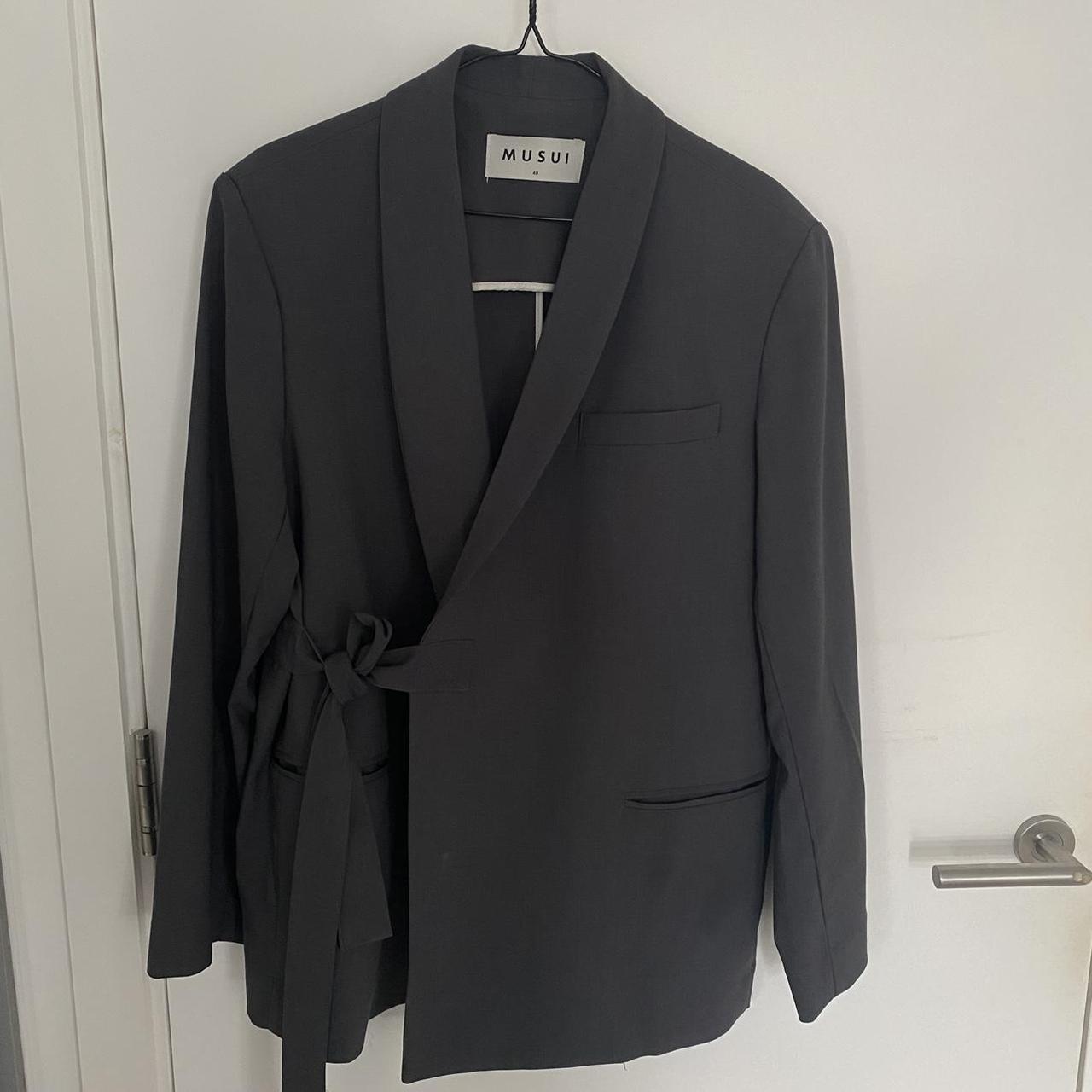 Japanese style blazer dark grey size M - Depop