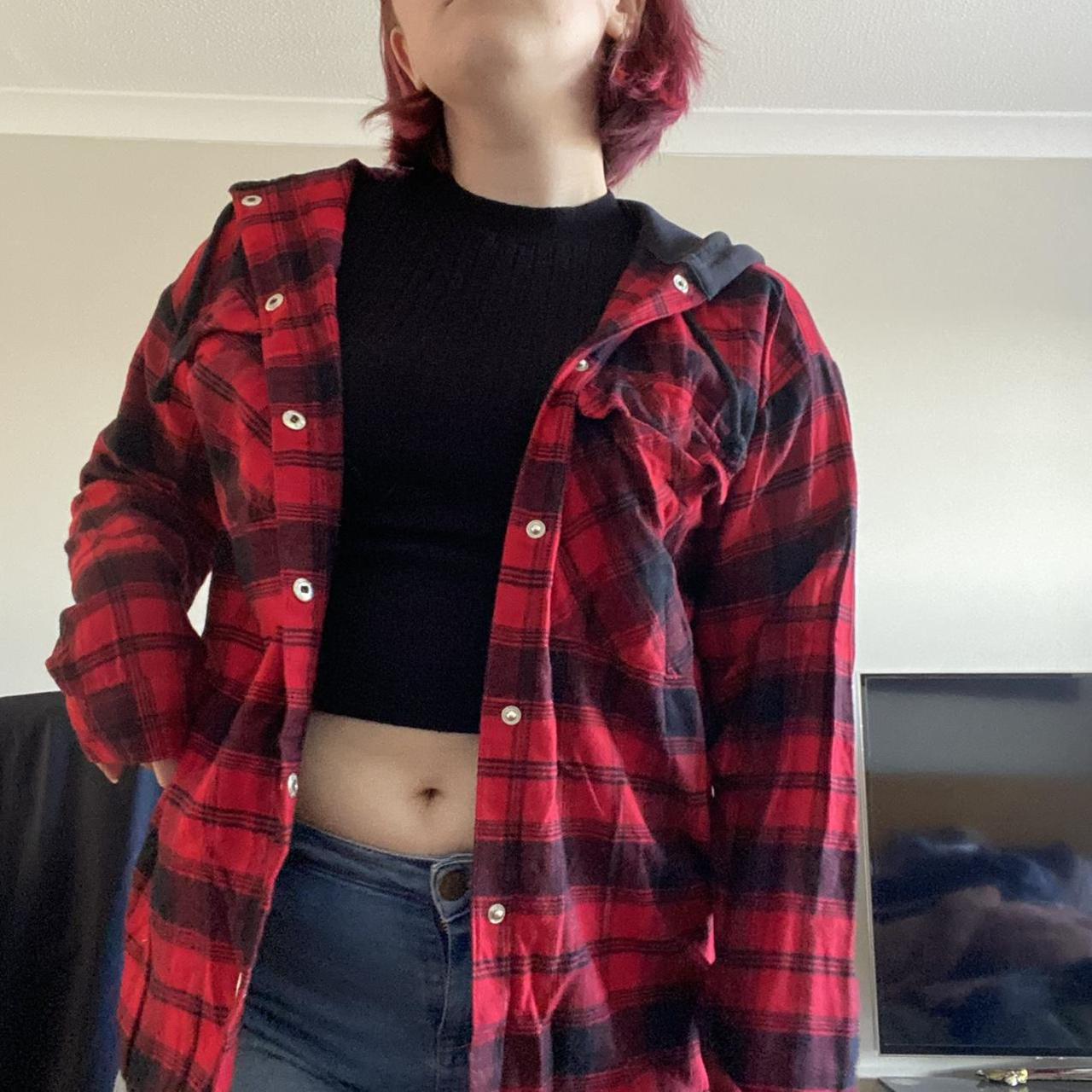 red and black checkered jacket ️🖤 coloured section... - Depop