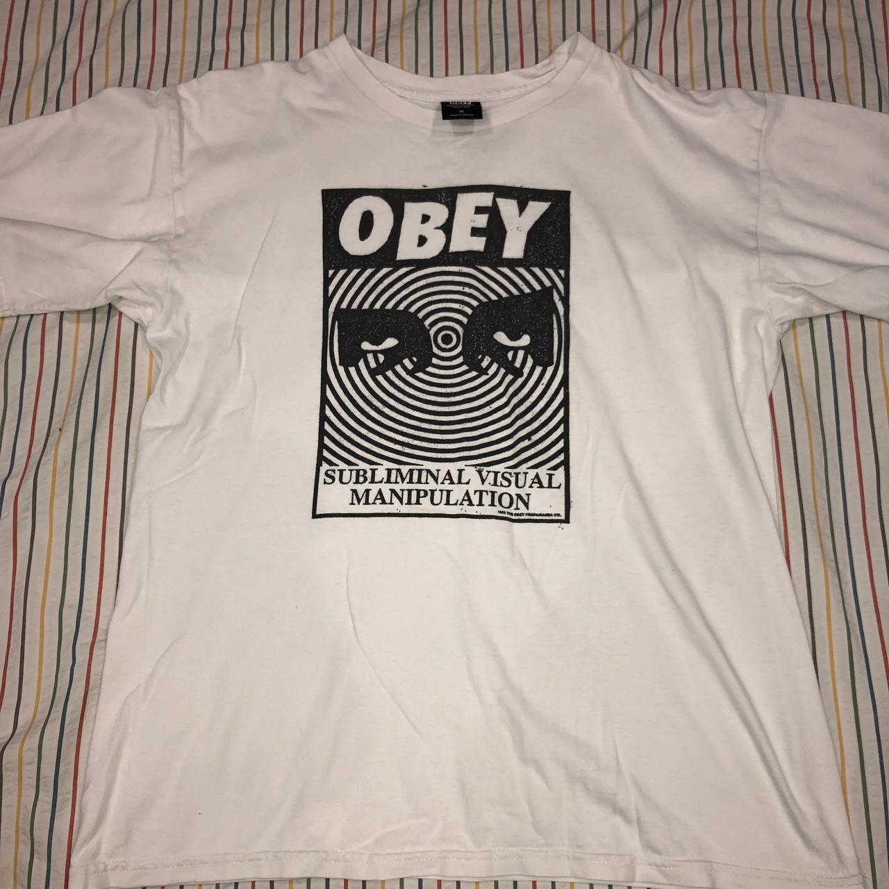 Obey subliminal visual manipulation t shirt Size... - Depop