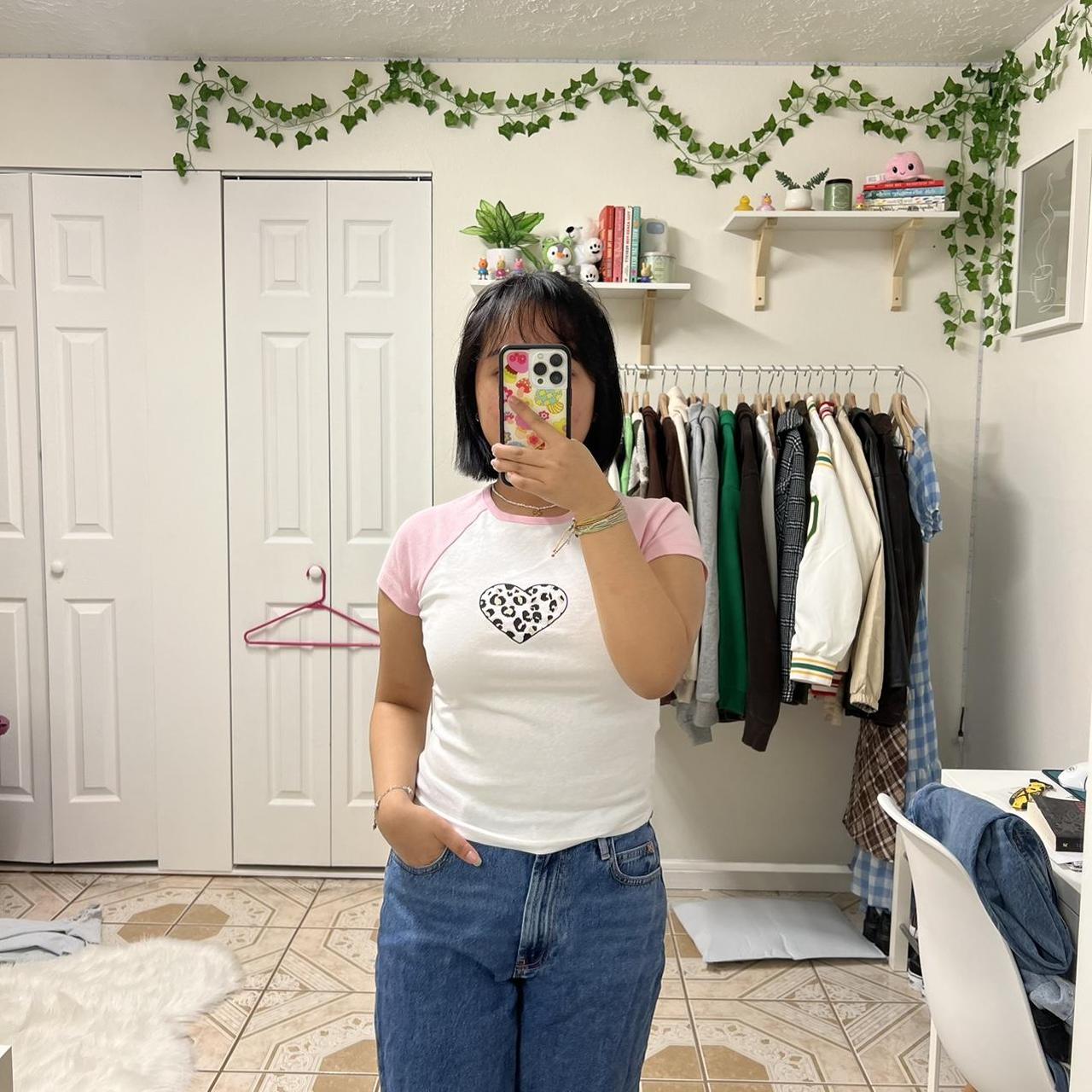 new look pink raglan tee. brand new without tags... - Depop
