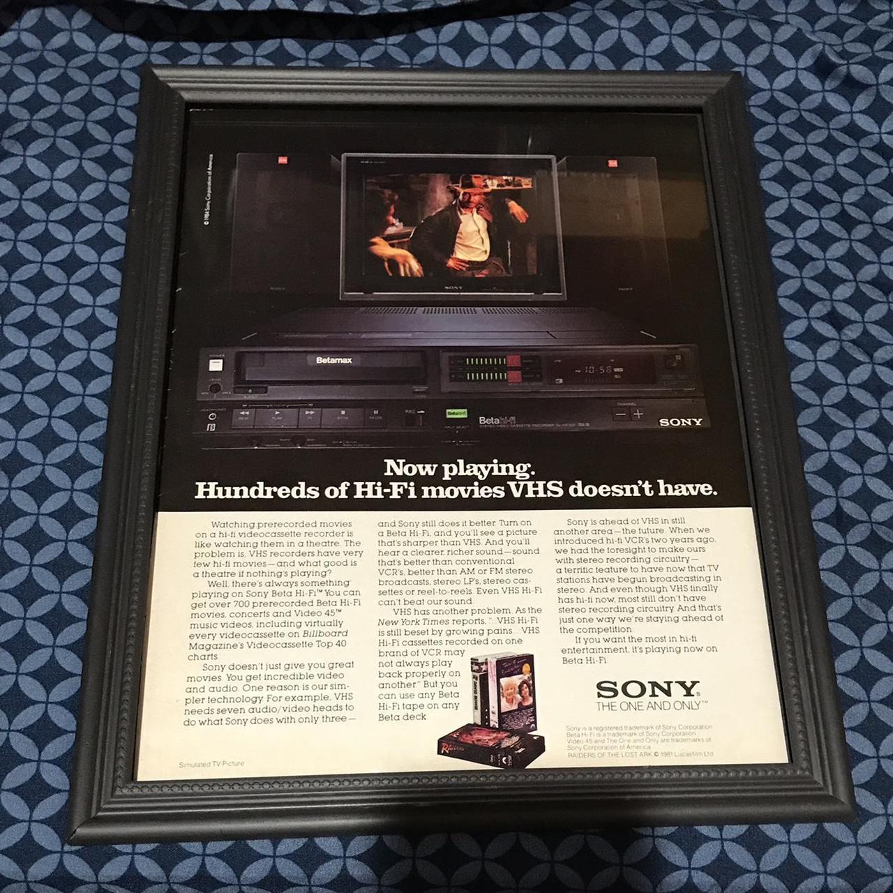 Original 1981 Sony VHS Ad Frame Measures 10x12... - Depop