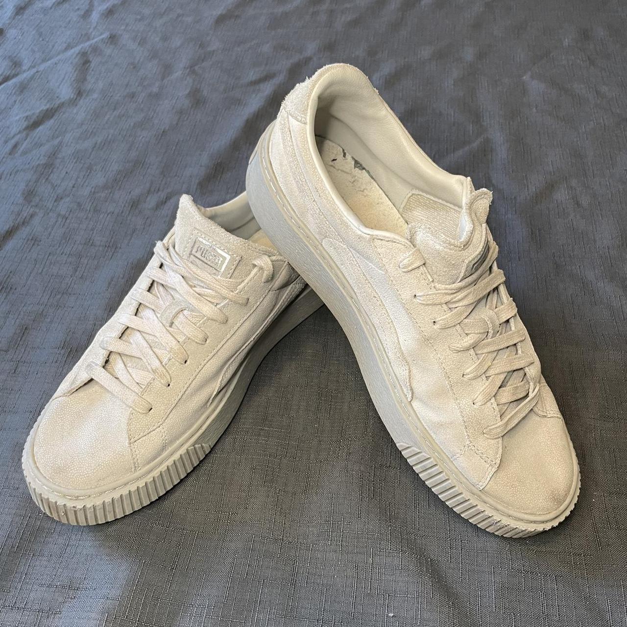 PUMA DOUBLE SOLE TRAINERS SIZE 8 Grey with... - Depop