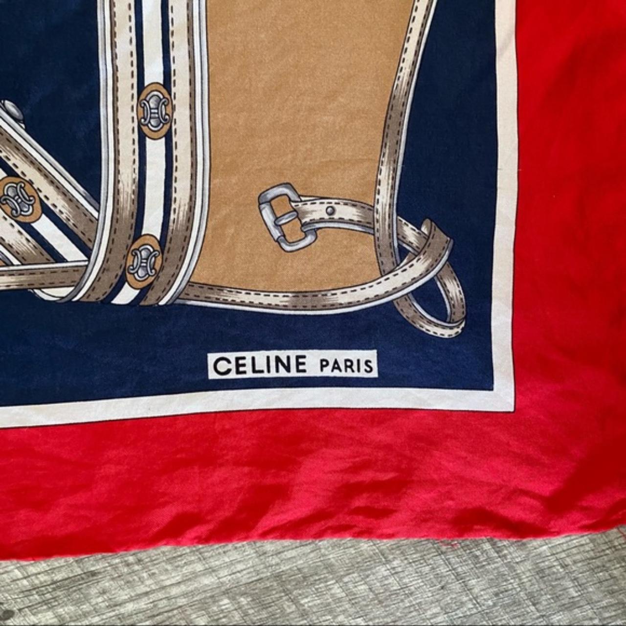 CELINE Women's Red and Tan Scarf-wraps | Depop