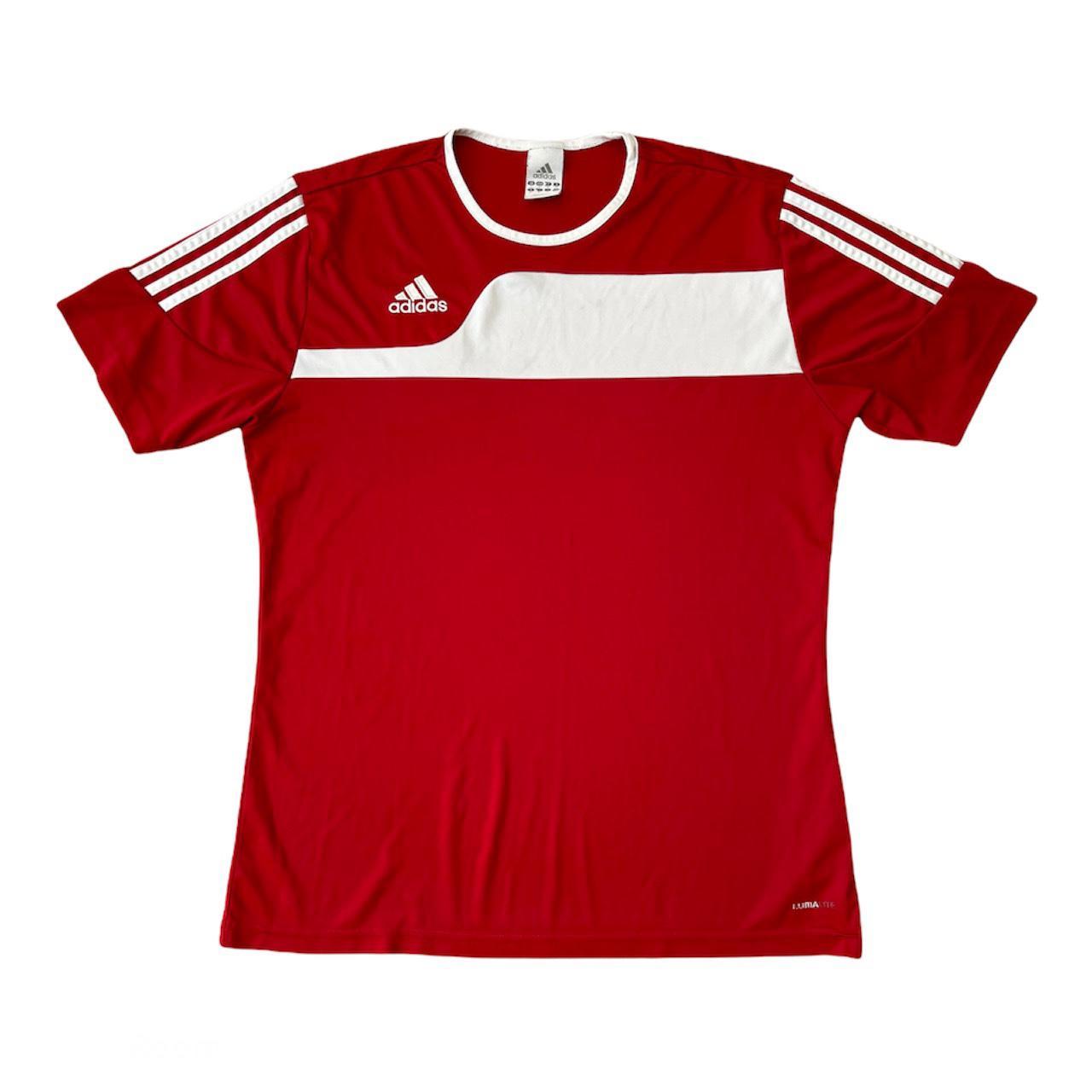 Adidas Climalite gym/football training top Red and... - Depop