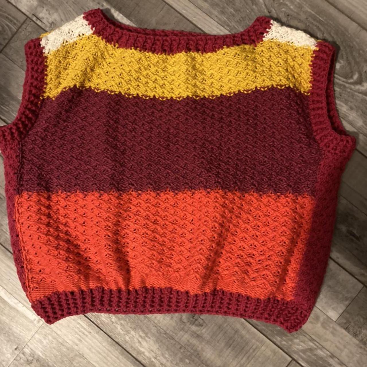 Hand knit tuck stitch popover vest. Size large to... - Depop