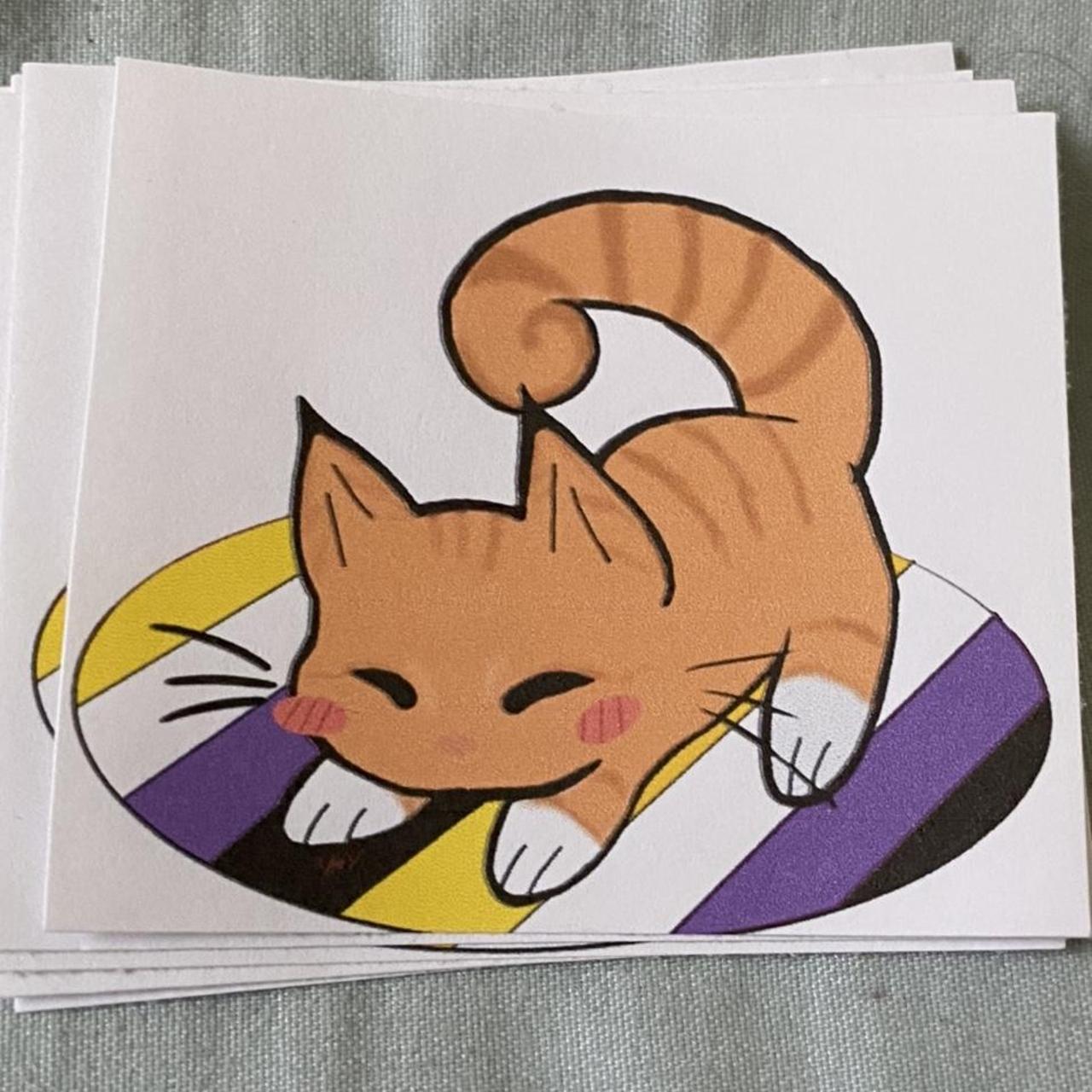 Kitty on Non-Binary rug sticker! - Depop
